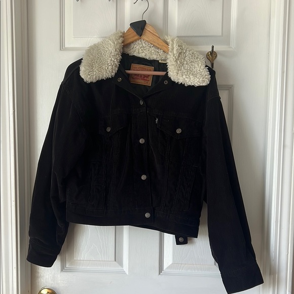 Levi's | Jackets & Coats | Levis Black And White Jean Jacket With ...